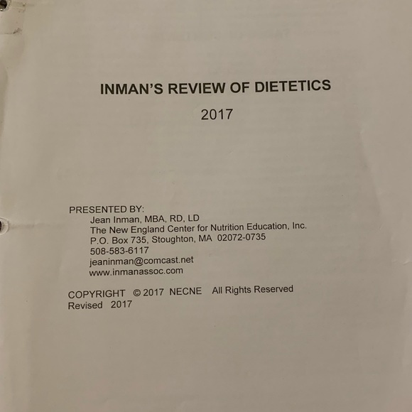 Other | Jean Inmans Review Of Dietetics Rd Exam Study | Poshmark